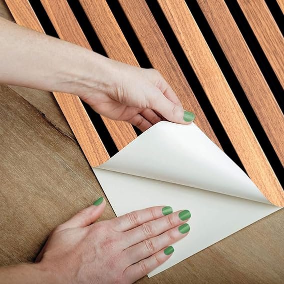 Wooden Line Wallpaper Sticker for Walls Vertical Wood Wall Stickers for ...