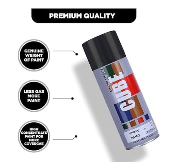 Cube Matt Black Spray Paint For Metal Plastic Wood Car Bike Colour ...