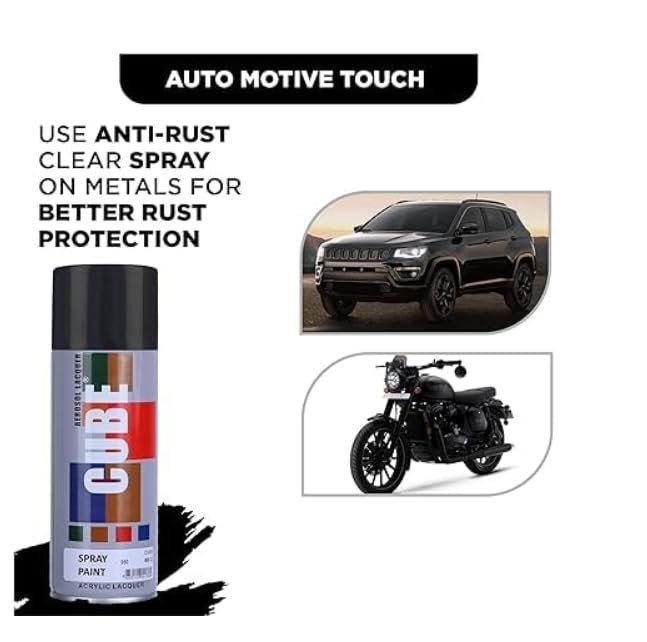 Cube Matt Black Spray Paint For Metal Plastic Wood Car Bike Colour ...