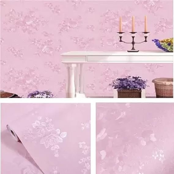 Wallpaper Sticker Light Pink Embossed Floral DIY Decals Wallpaper ...