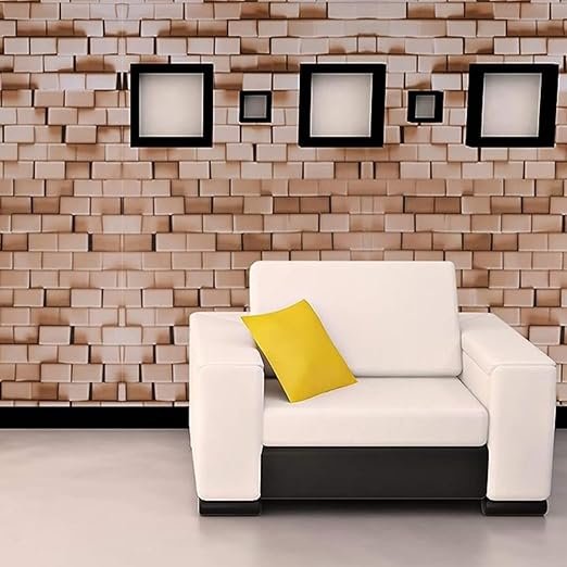 3D Cream Brick WallPaper Sticker for Bedroom Living Room Cabinet Peel ...