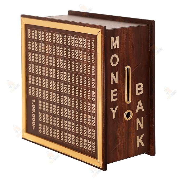 Small Wooden Money Bank Piggy Bank Money Saving Box Gullak with Savings ...